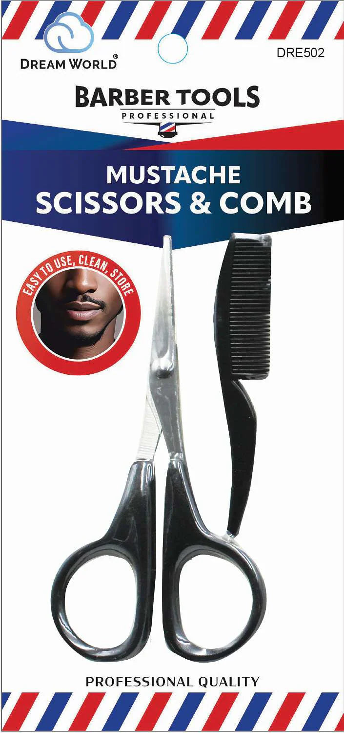 Dream World Barber Tools Mustache Scissors and Comb DRE502 | Elevate Styles