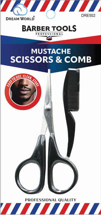 Dream World Barber Tools Mustache Scissors and Comb DRE502 | Elevate Styles