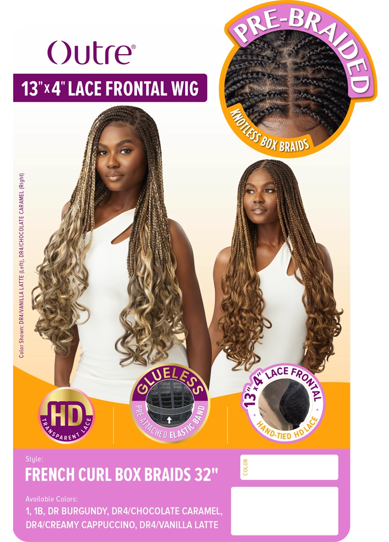 Outre 13"x 4" HD Pre-Braided Lace Front Wig French Curl Box Braids 32 ...