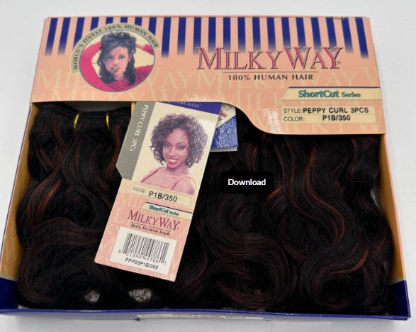 Milky Way 100% Human Hair Short Cut Series Weaving 3 Piece Set Peppy ...