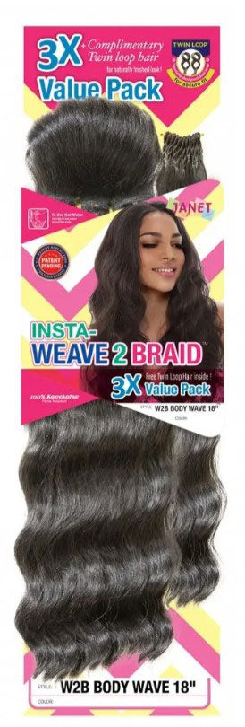 Janet Collection Synthetic Hair Insta Weave 2 Braid Body Wave 18" | Elevate Styles