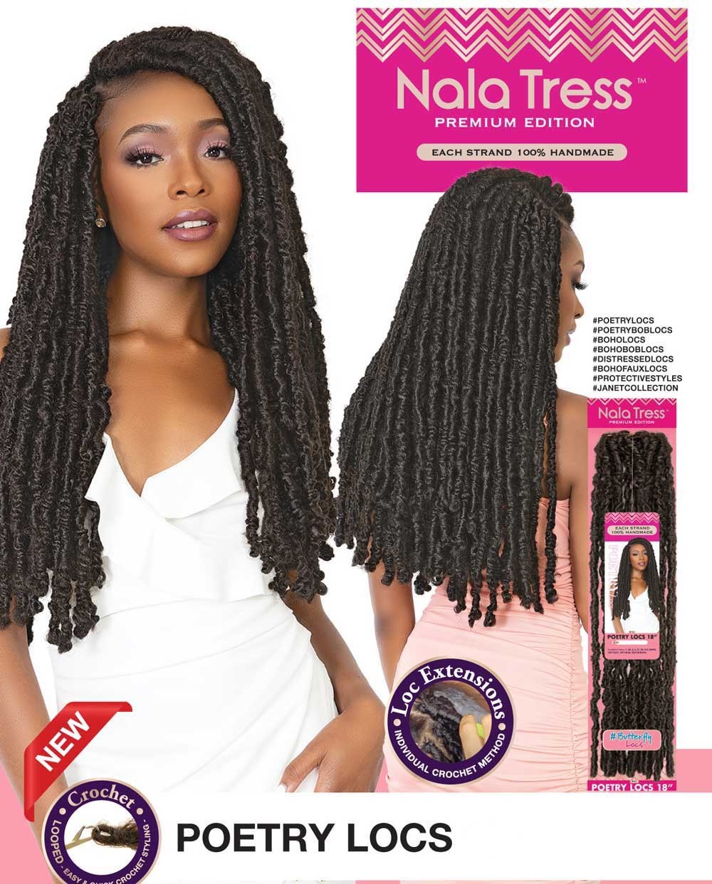 Janet Collection Distressed Butterfly Poetry Locs 24" Crochet Braid ...