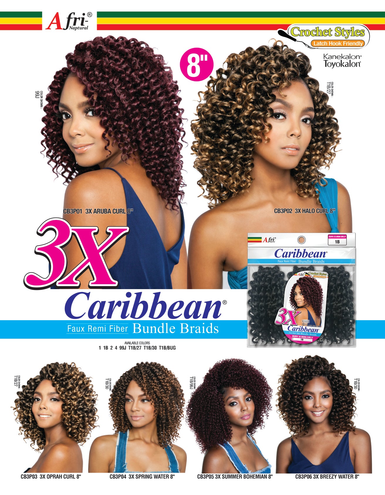 Mane Concept Afri Naptural Caribbean Crochet Braid 3x Oprah Curl 8 ...